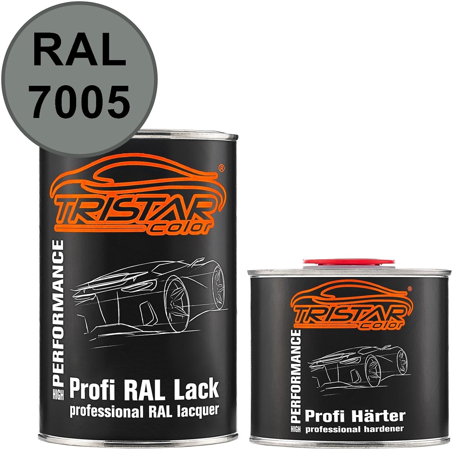 TRISTARcolor RAL 7005 Mausgrau matt 2K Autolack 1,5 Liter / 1500 ml ...