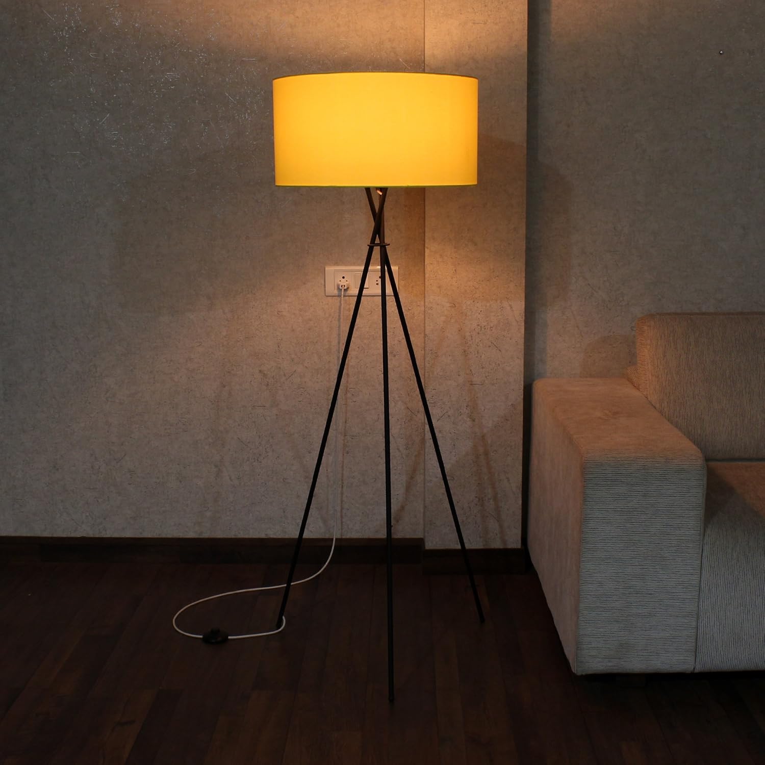 Craftter Metal Tripod Floor Decorative Standing Night Lamp (Yellow ...