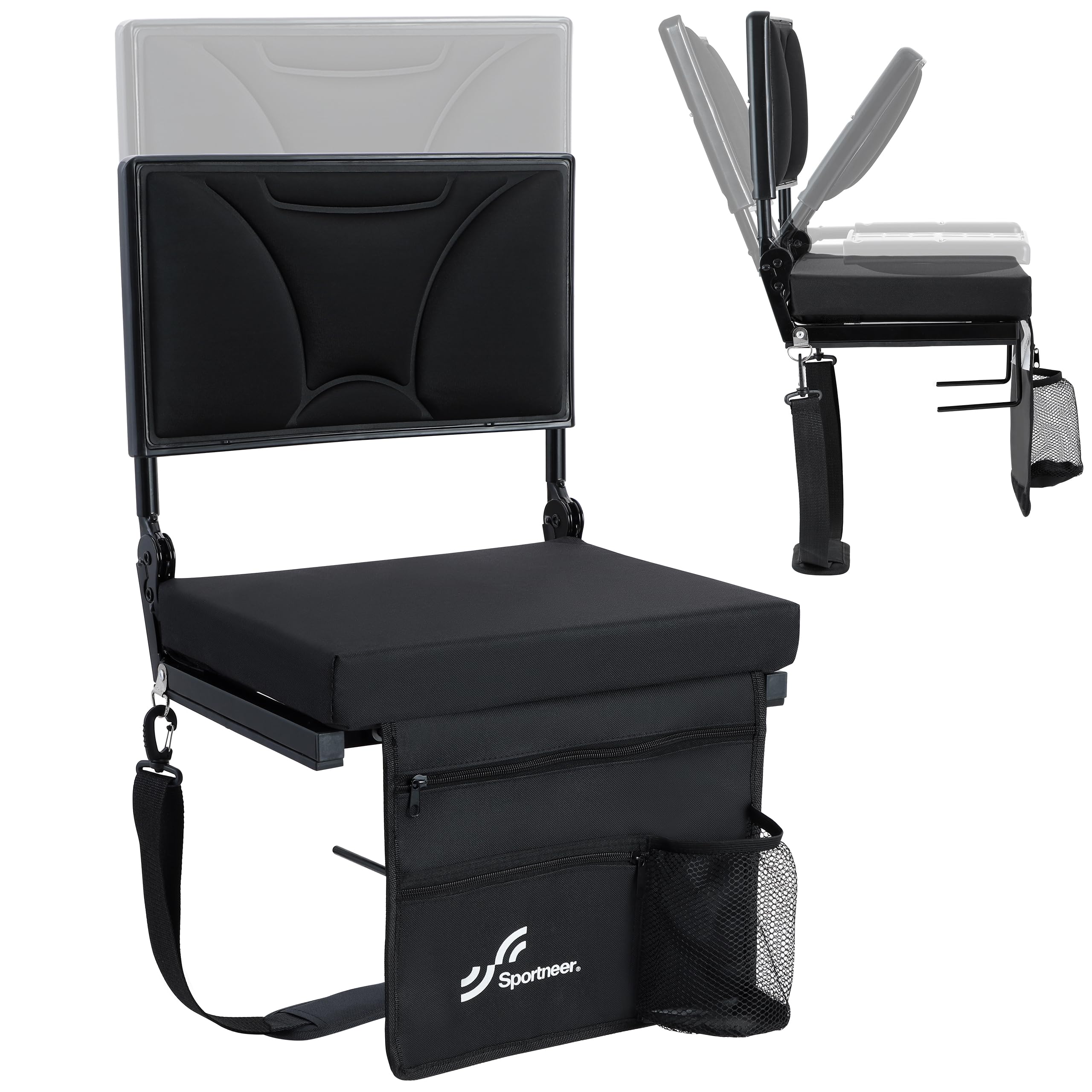 Sportneer Stadium Seats with Back Support: Height Adjustable Thick ...