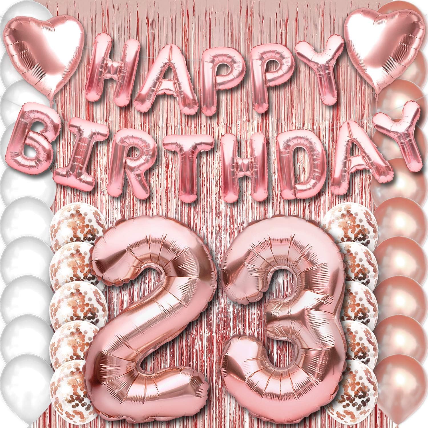 Amazon.com: 23rd Birthday Party Decorations Rose Gold Supplies Big Set ...