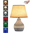 UMEXUS 10“ Ceramic Cordless Table Lamp with Timer, Dimmer, Linen Shade ...