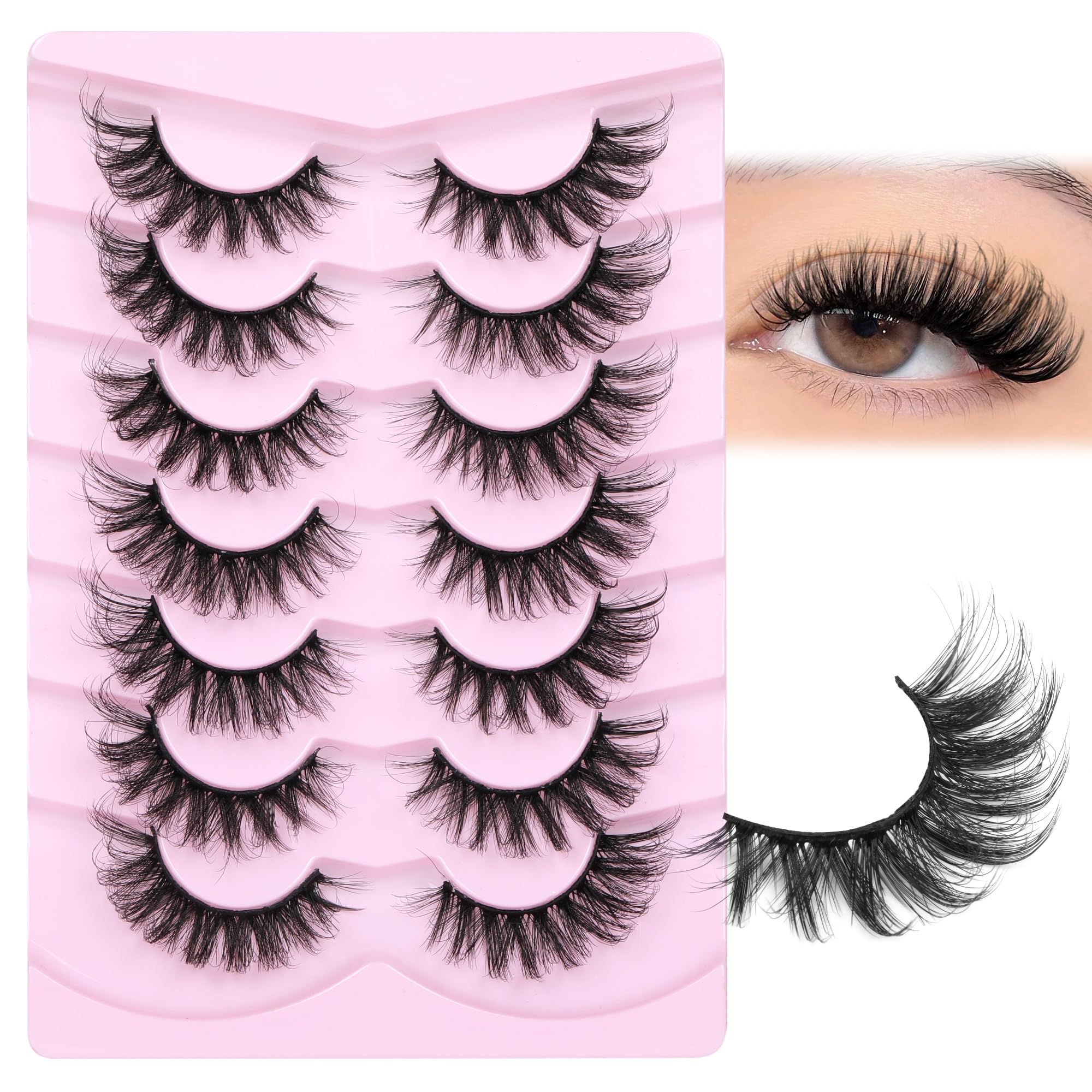 Mua Mink Lashes Fluffy False Eyelashes Volume 6D Cat Eye Lashes 17mm D ...