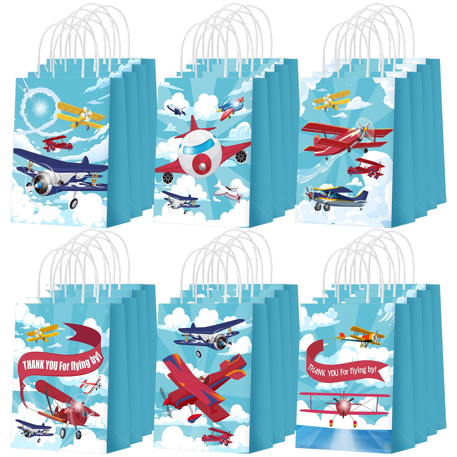 Outus 24 Pcs Airplane Party Favor Bags Paper Airplane Goodie Bags Plain ...