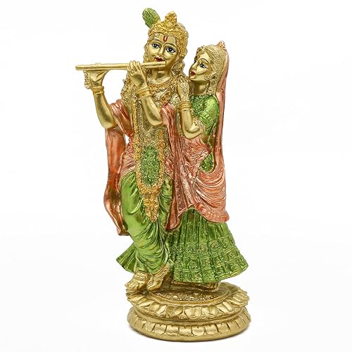 alikiki Hindu Idol Radha Krishna Statue - Indian God Goddess Figurine ...