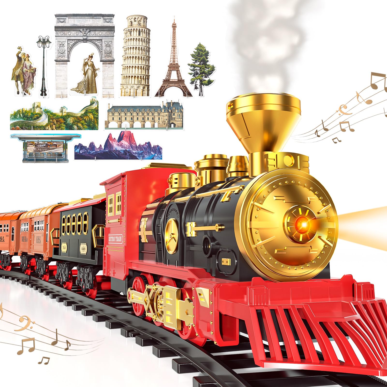 Mua SNAEN Train Sets with Steam Locomotive Engine, Cargo Car and Tracks ...