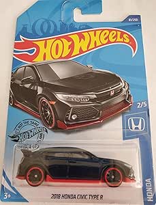 Amazon.com: Hot Wheels 2020 Honda 2/5 - 2018 Honda Civic Type R, Black ...