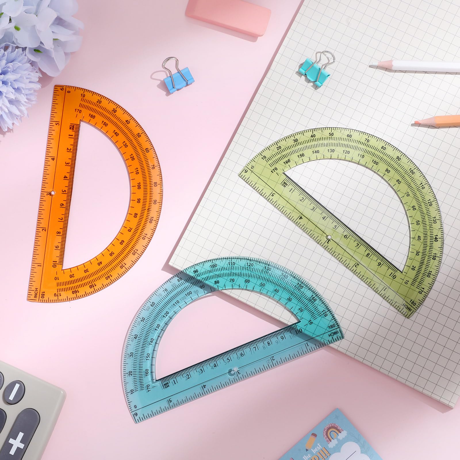 Mua 12 Pcs of Colorful Plastic Protractors 180 Degrees 6 Inches ...
