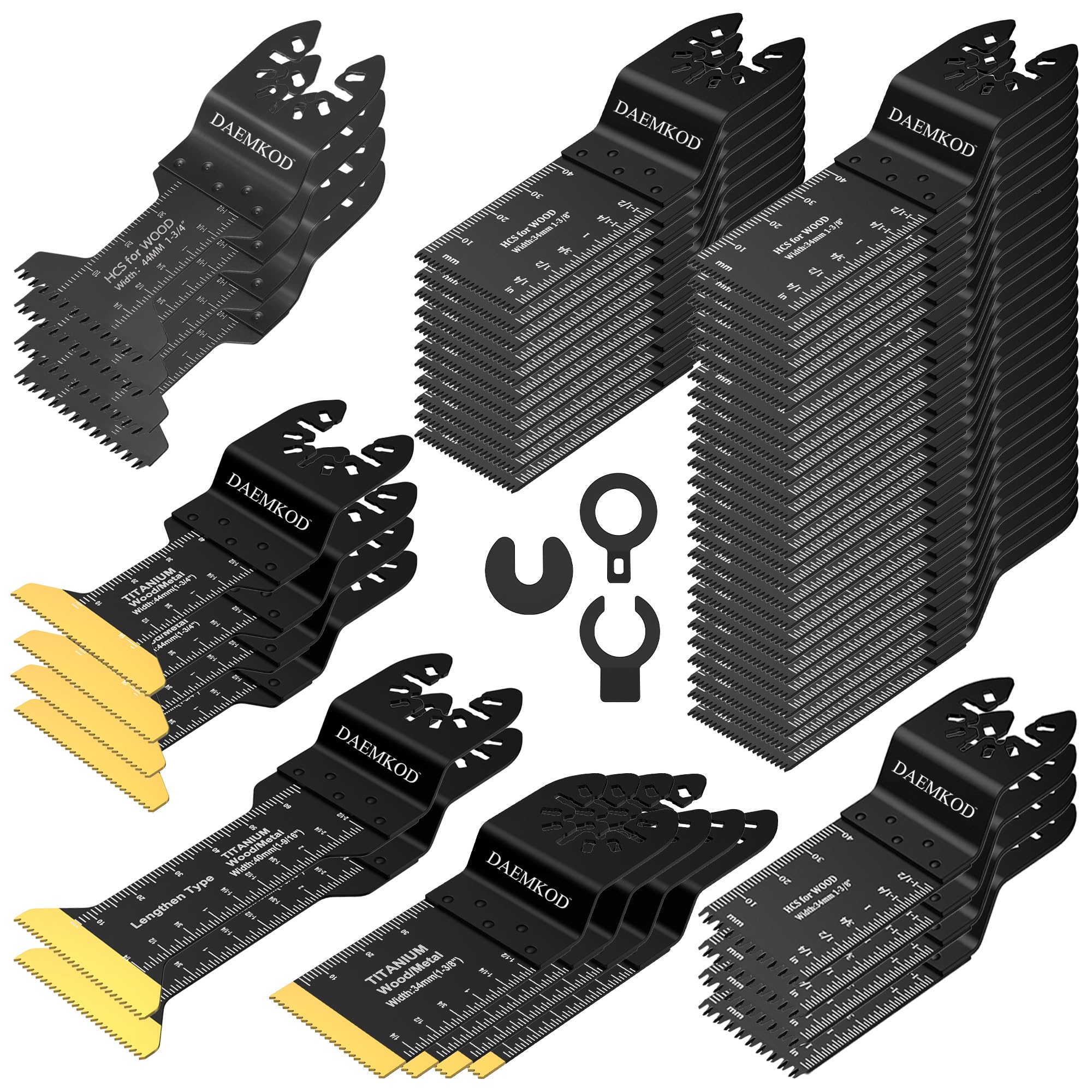 DAEMKOD 55 Pack Oscillating Tool Blade Kit, Professional Multitool Blades for Soft Metal Nails ...