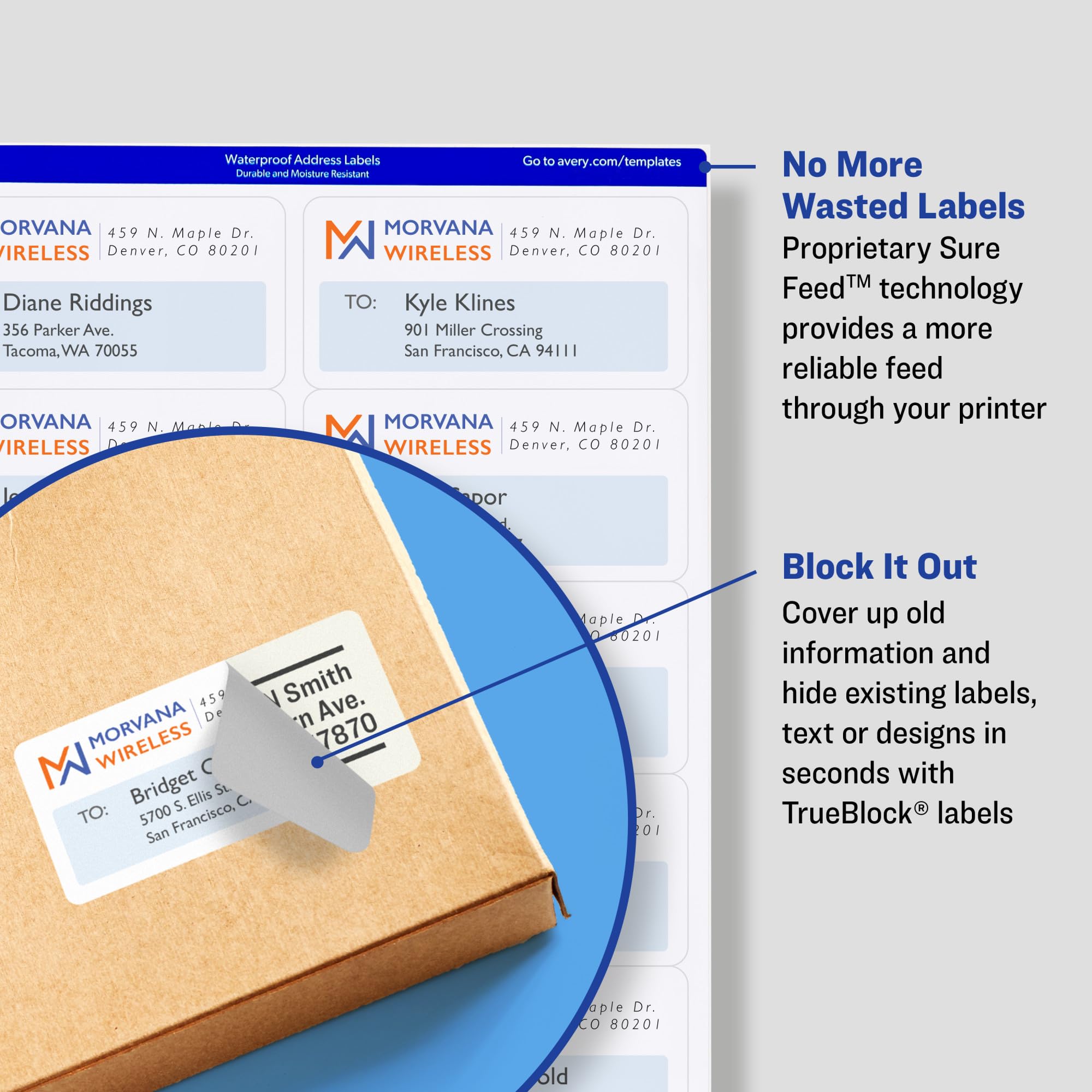 Mua Avery Printable Shipping Labels with Sure Feed, 3-1/3" x 4", White ...