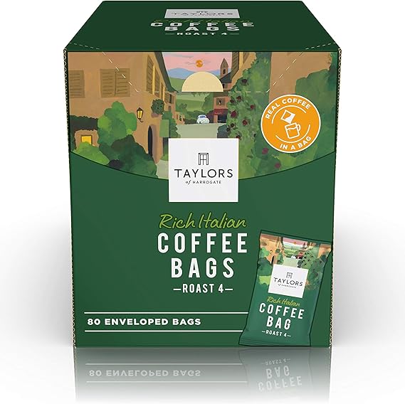 Taylors of Harrogate Rich Italian Ground Coffee Bags, 80 Enveloped Bags ...