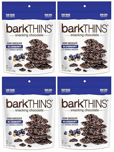 BarkThins Snacking Chocolate 4.7oz (Dark Chocolate Blueberry, 4 Pack ...
