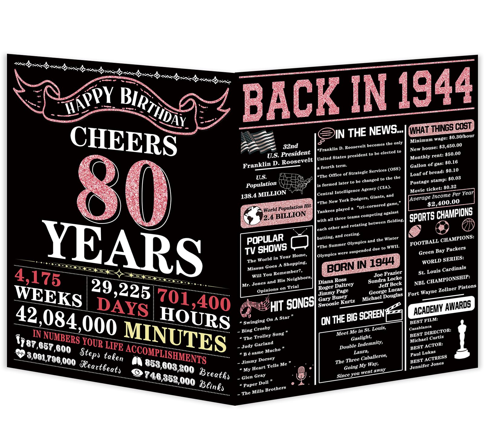 YiKaLus Religious 80th Birthday Card for Mom Nana, Rose Gold 80 Year ...