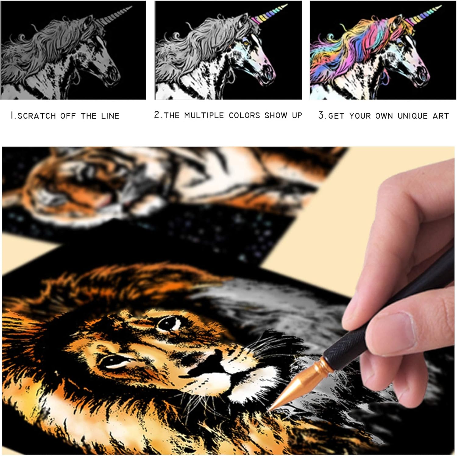 Liveda Scratch Painting & Scratch Art for Adults, 8pcs Scratch Paper ...