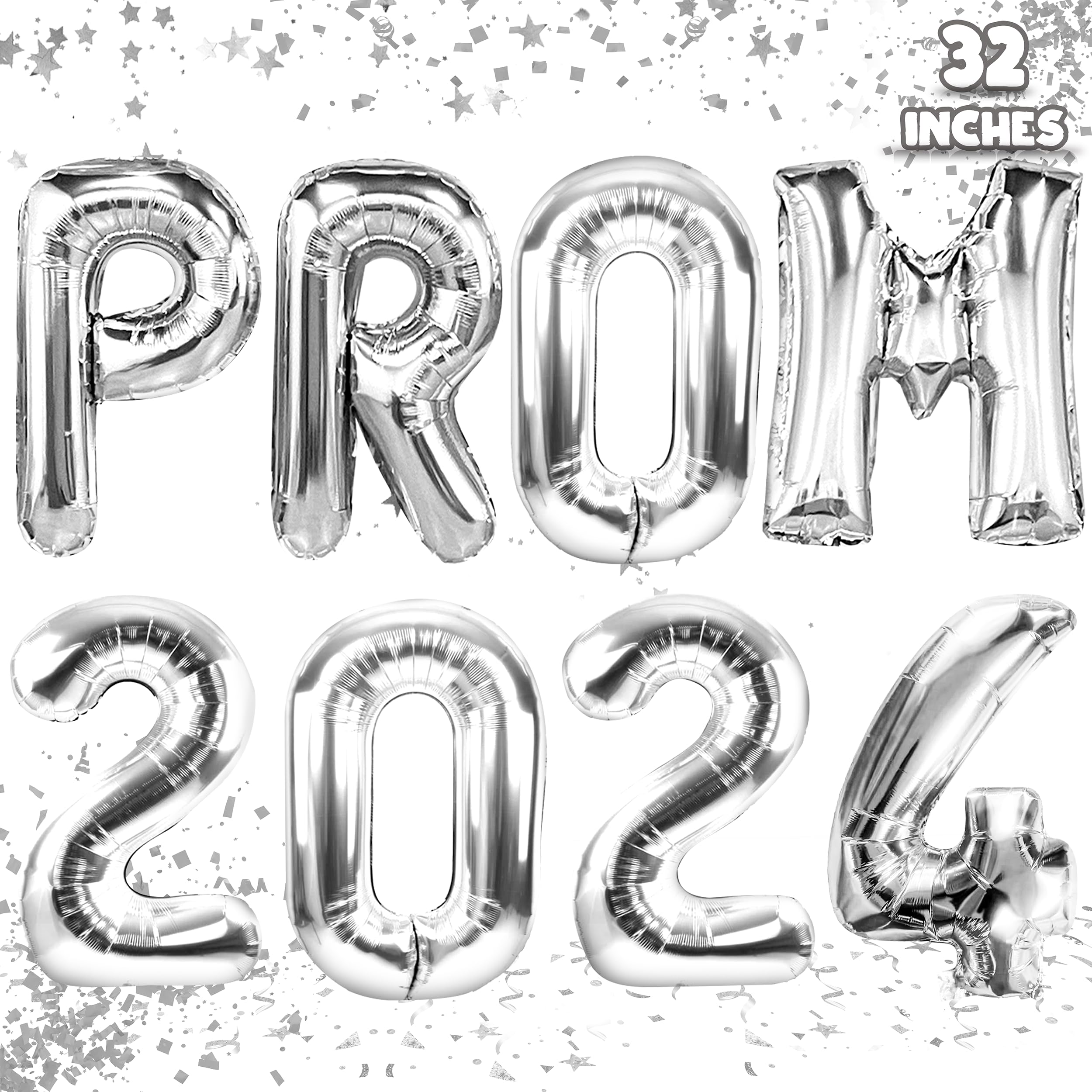 algpty Prom 2024 Balloons Silver 32 Inch Large - Prom 2024 Decorations ...