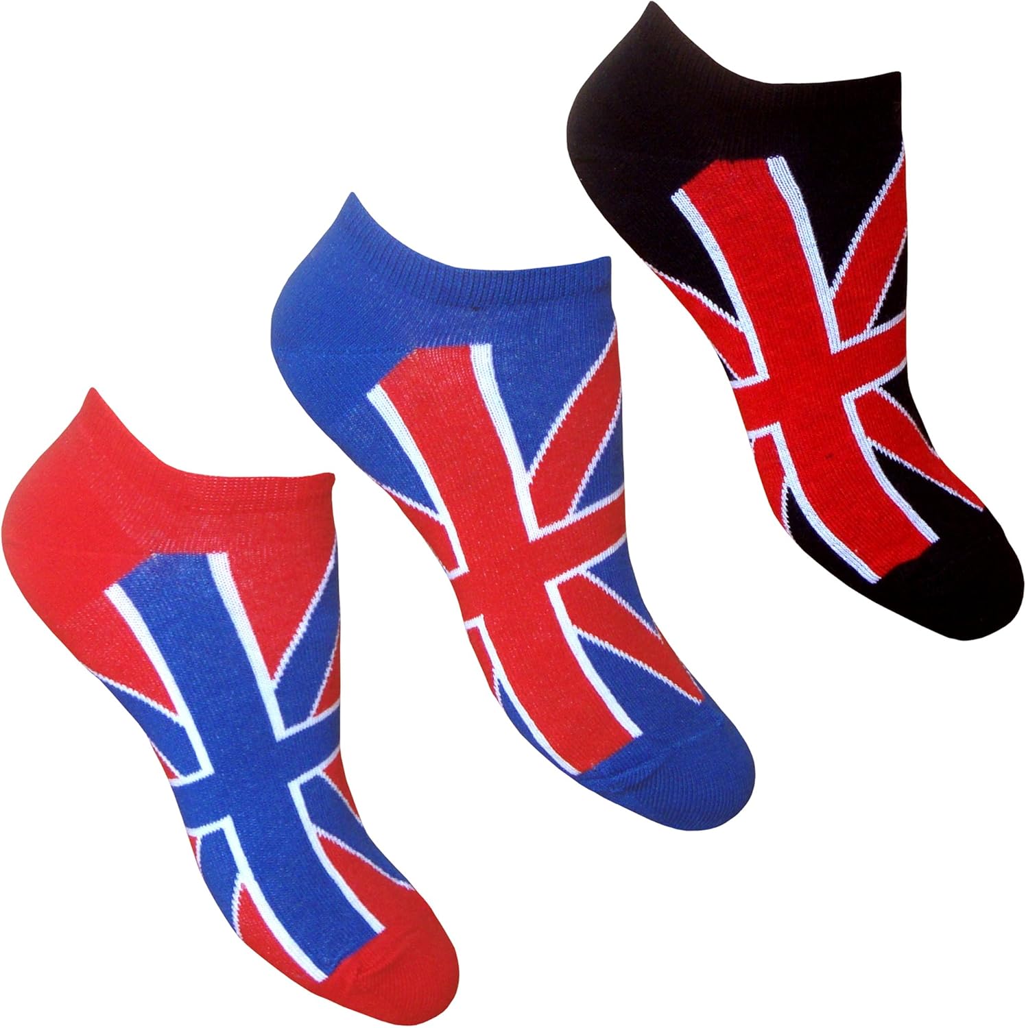 Ladies & Youths Union Jack Great Britain Summer Trainer Socks (3 Pair ...