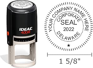 Amazon.com : Delaware Corporate Seal Stamp, Ideal 400R, Round 1-5/8 ...