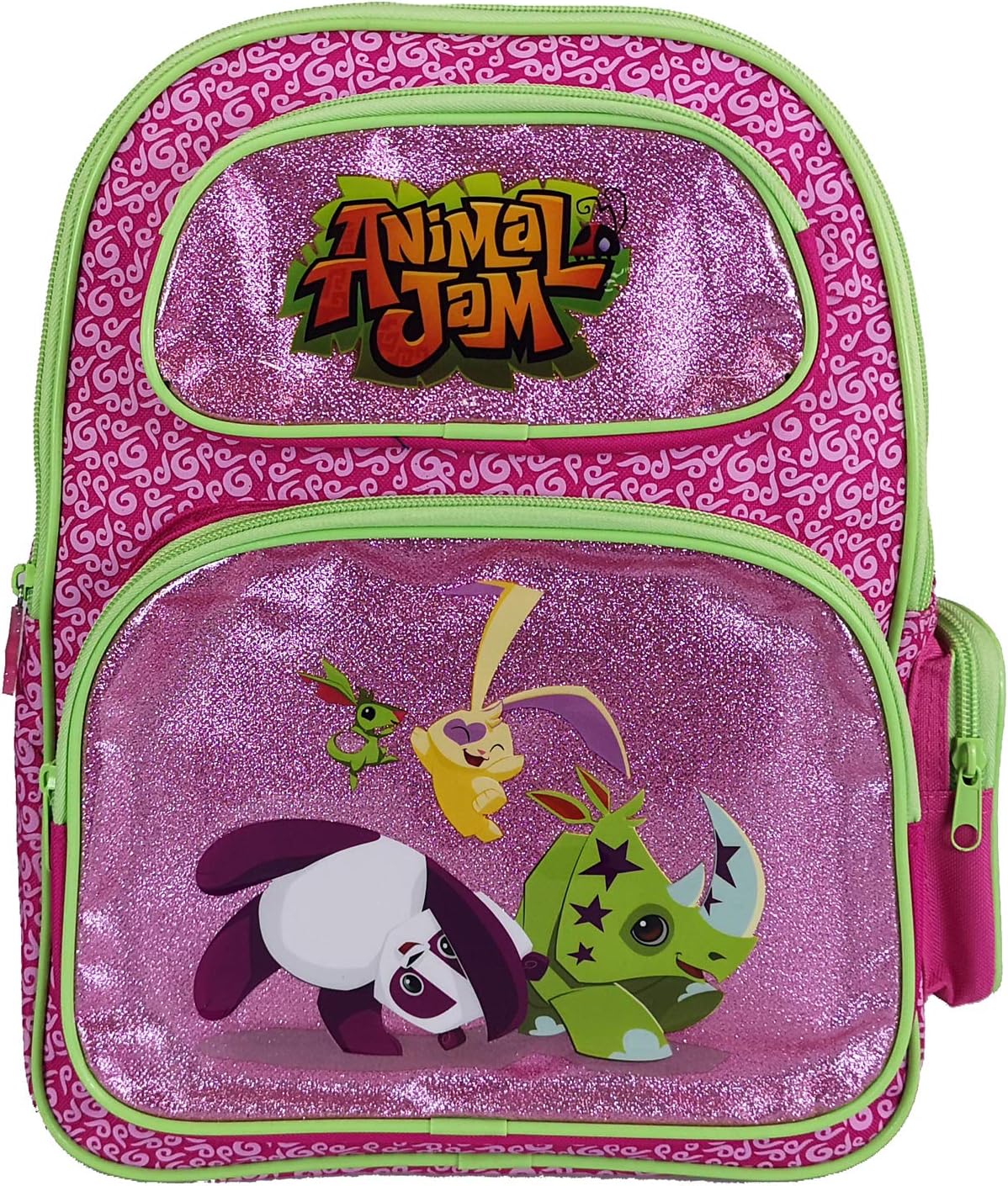 Animal Jam Junior Glitter Backpack Large Pink & Green Bag with Glitter ...