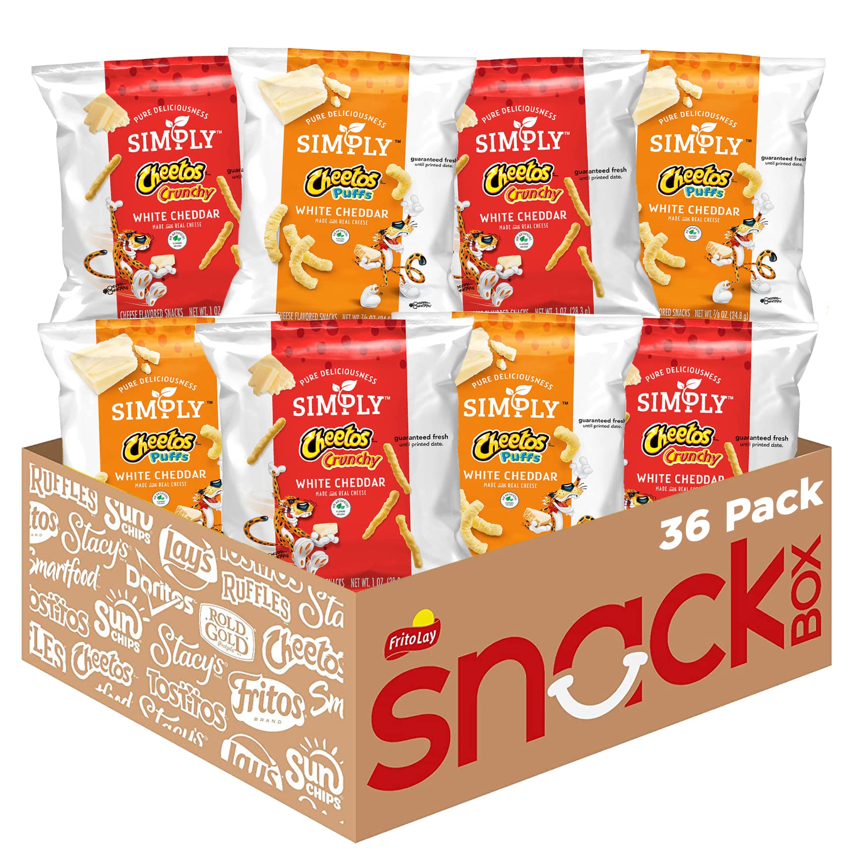 Simply, Cheetos White Cheddar Puffs & Crunchy Variety Pack, 0.875 Ounce ...