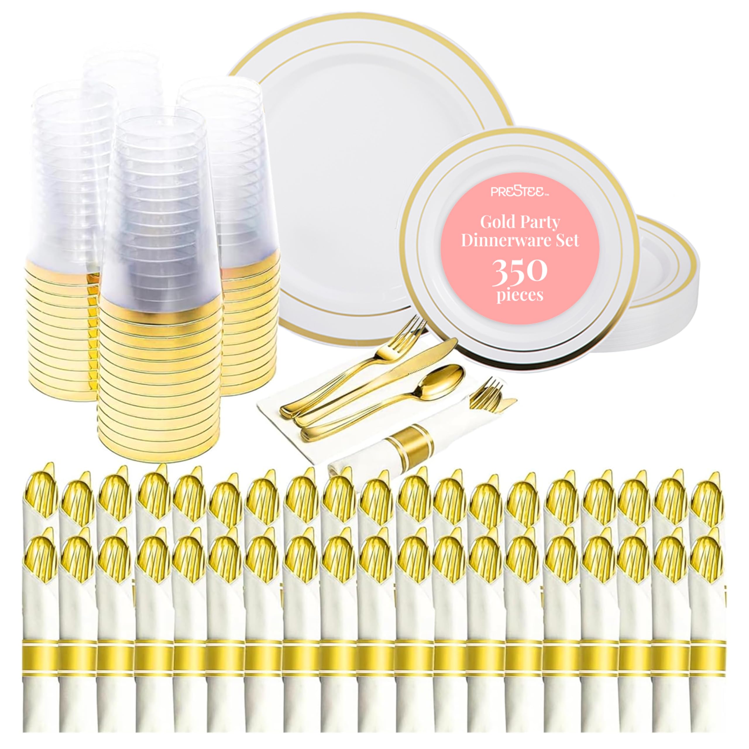 Prestee 350-Piece Engagement Party Decorations Disposable Dinnerware ...
