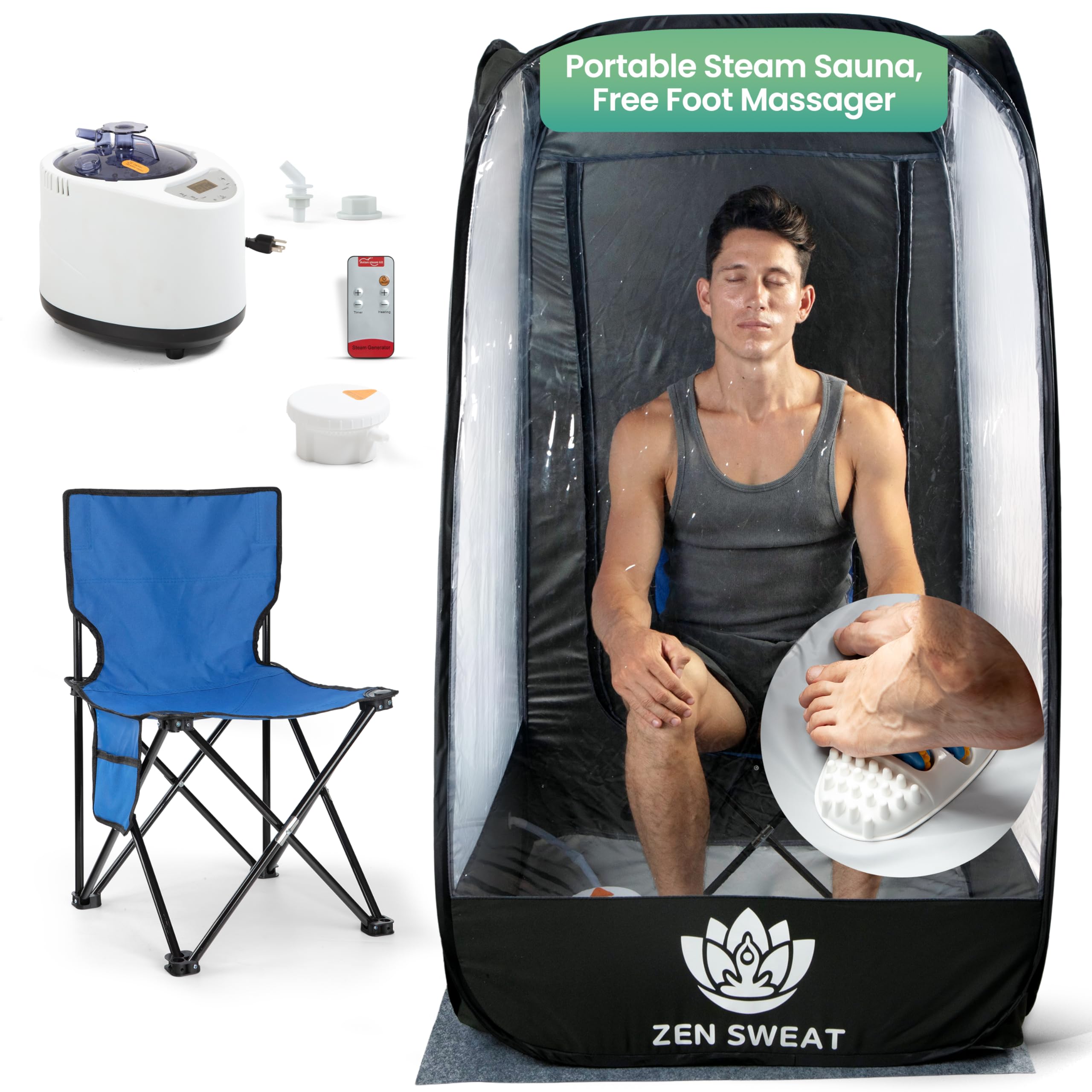 Portable Sauna for Home | 2.6L Steam Sauna, Remote, & Foot Massager | 9 ...