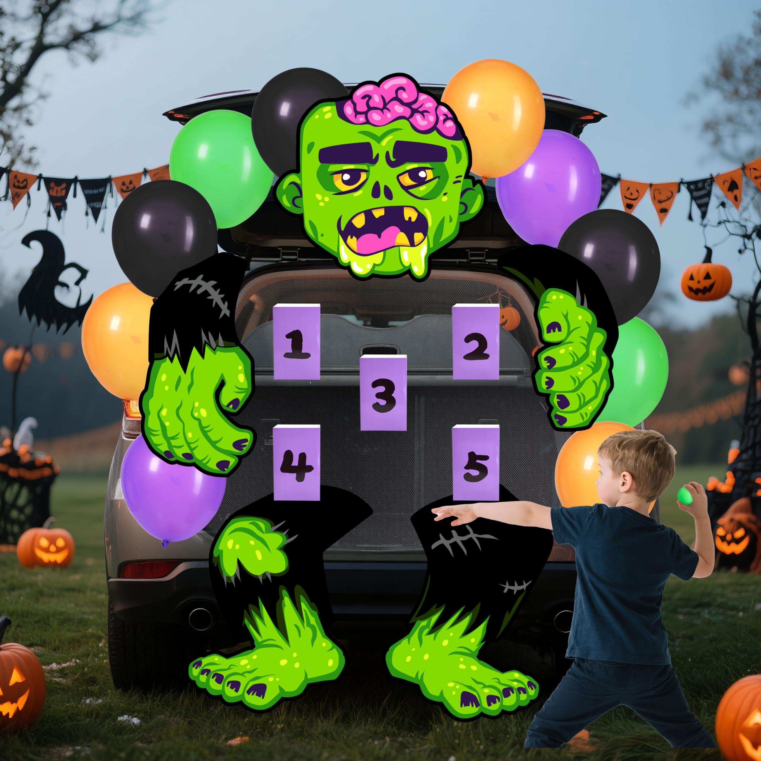 JOYIN Halloween Trunk or Treat Kit Zombie Toss Game Theme Decorations ...
