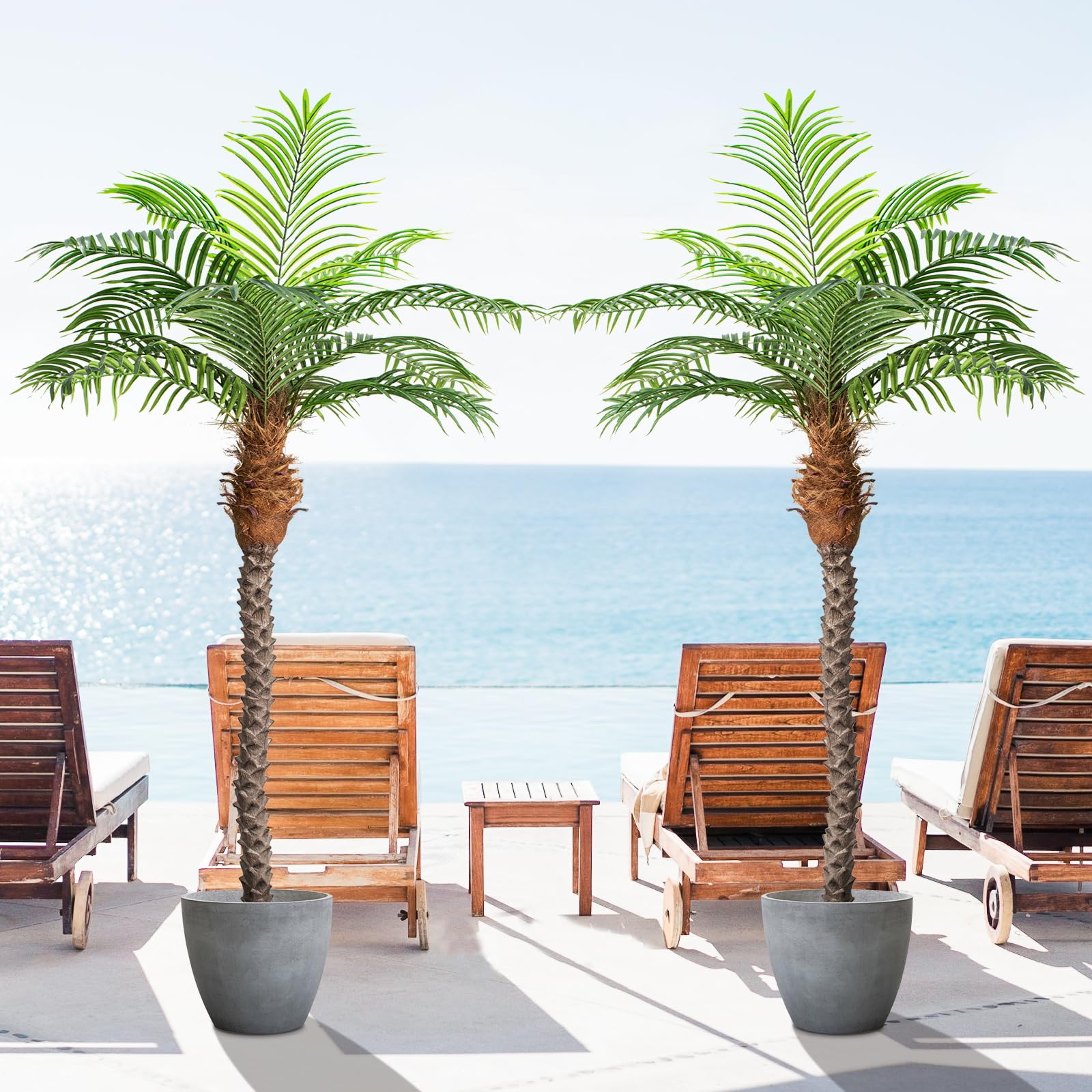 Keeplush 7ft Tall Artificial Phoenix Palm Tree for Outdoor Indoor Decor ...