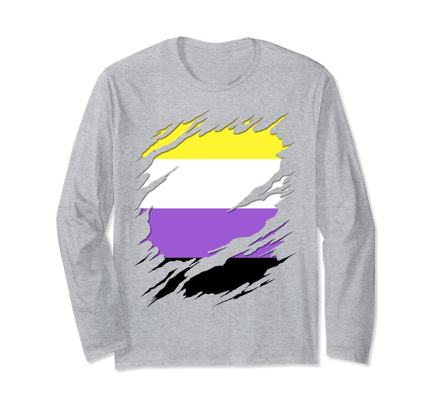 Non-Binary Pride Flag Ripped Long Sleeve T-Shirt-4LVS – 4loveshirt