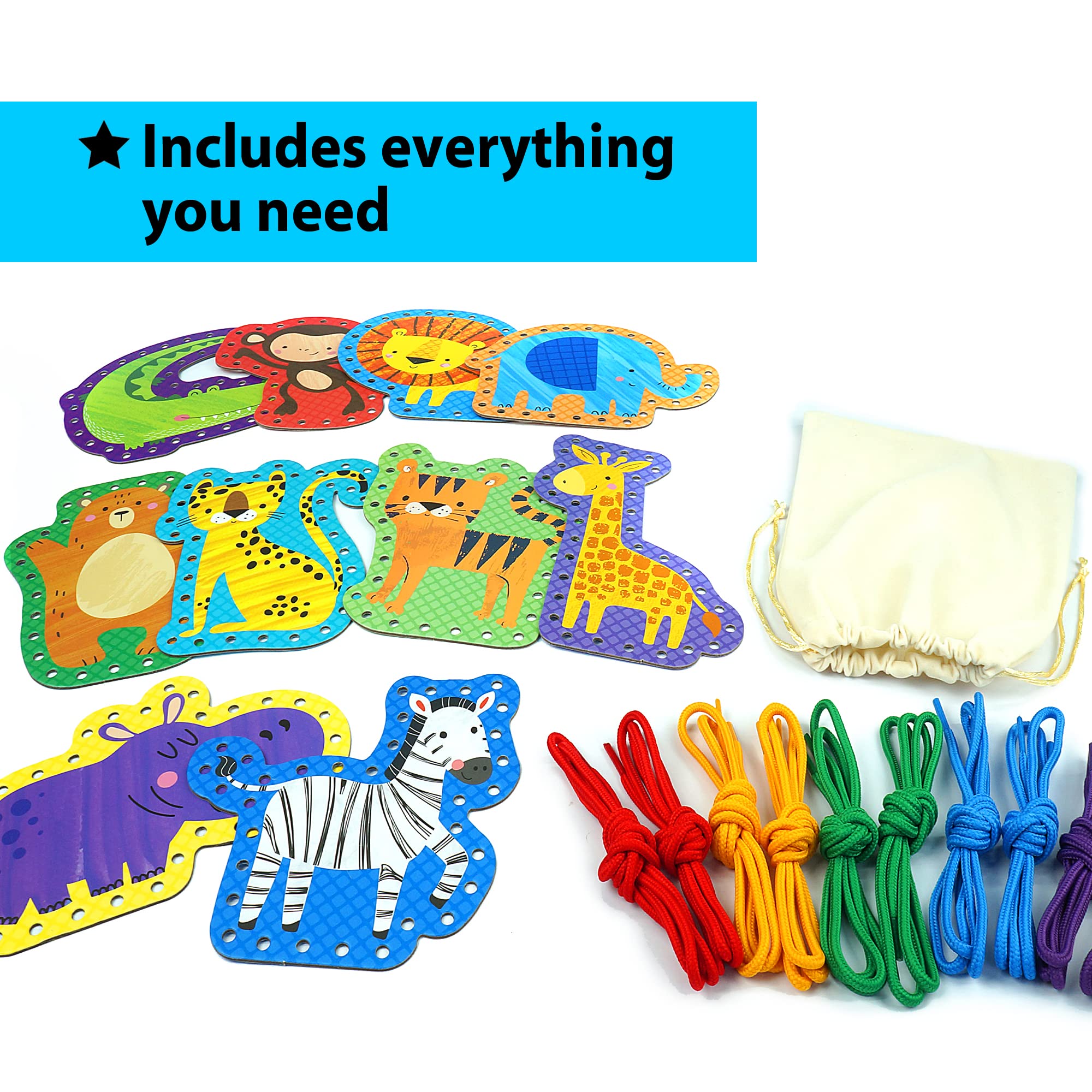 Mua KRAFUN Safari Animal Preschool Arts & Crafts Lacing Kit, 10 Easy ...