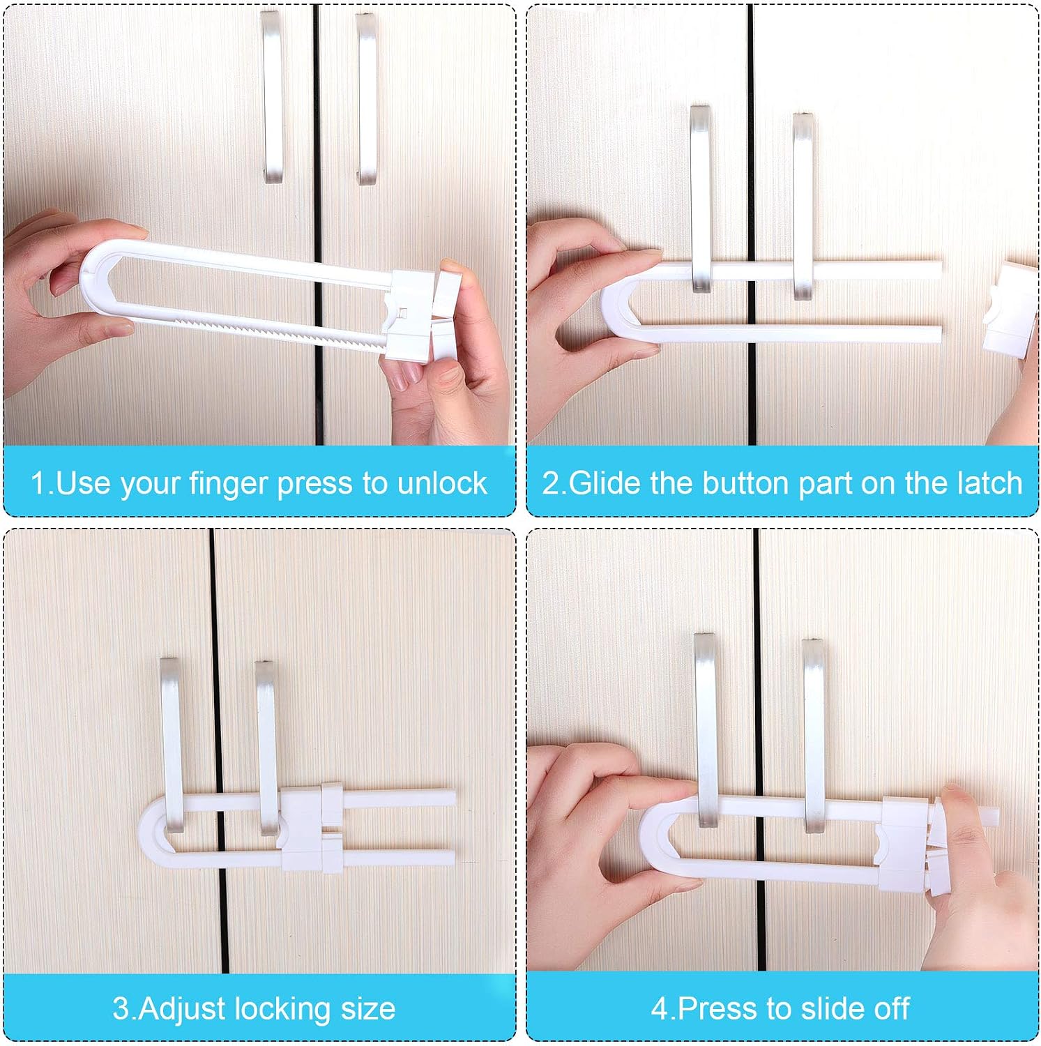 10 Pieces Baby Sliding Cabinet Lock U Shaped Kid Safety Lock Child ...
