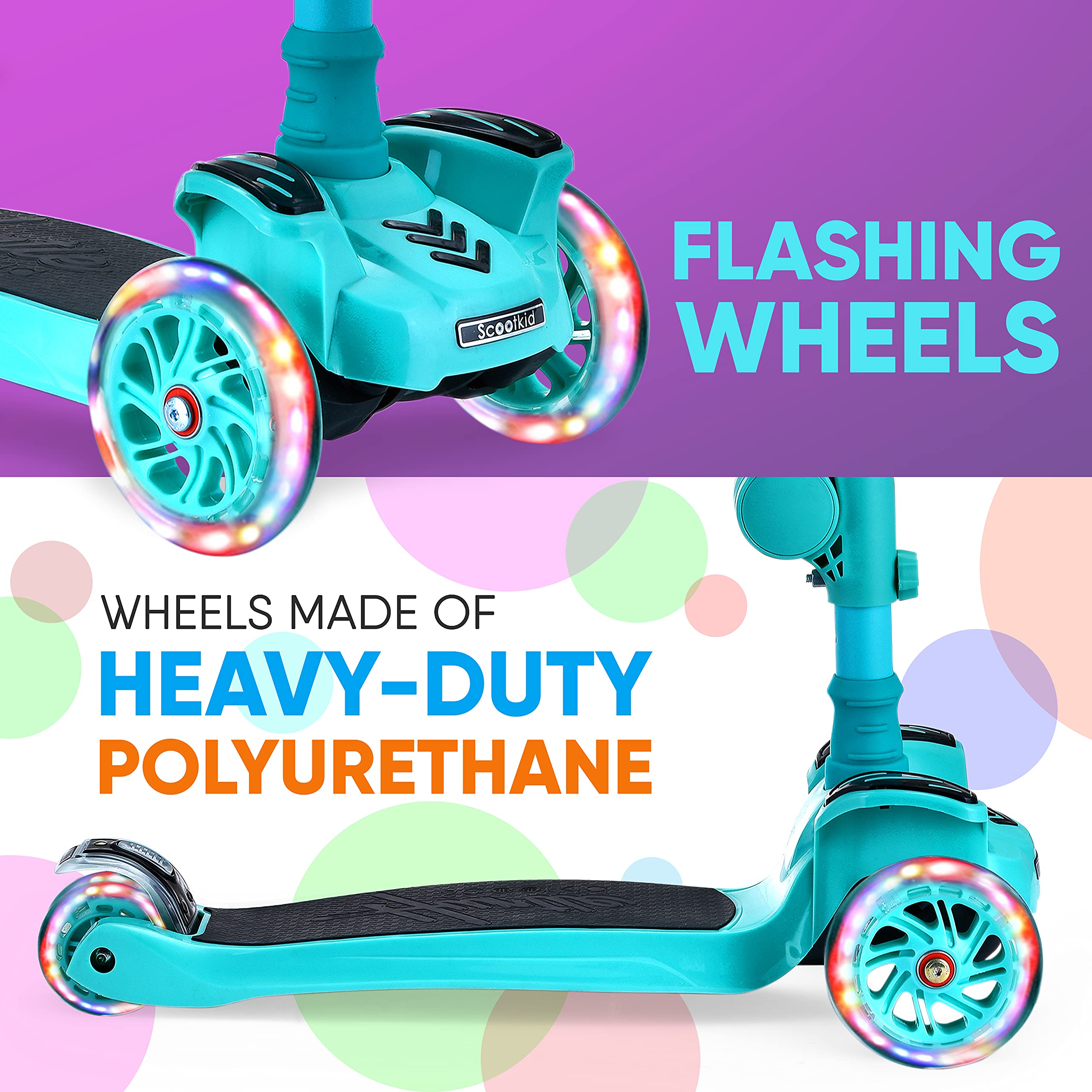 Mua Hurtle 3-Wheeled Scooter for Kids - Wheel LED Lights, Adjustable ...