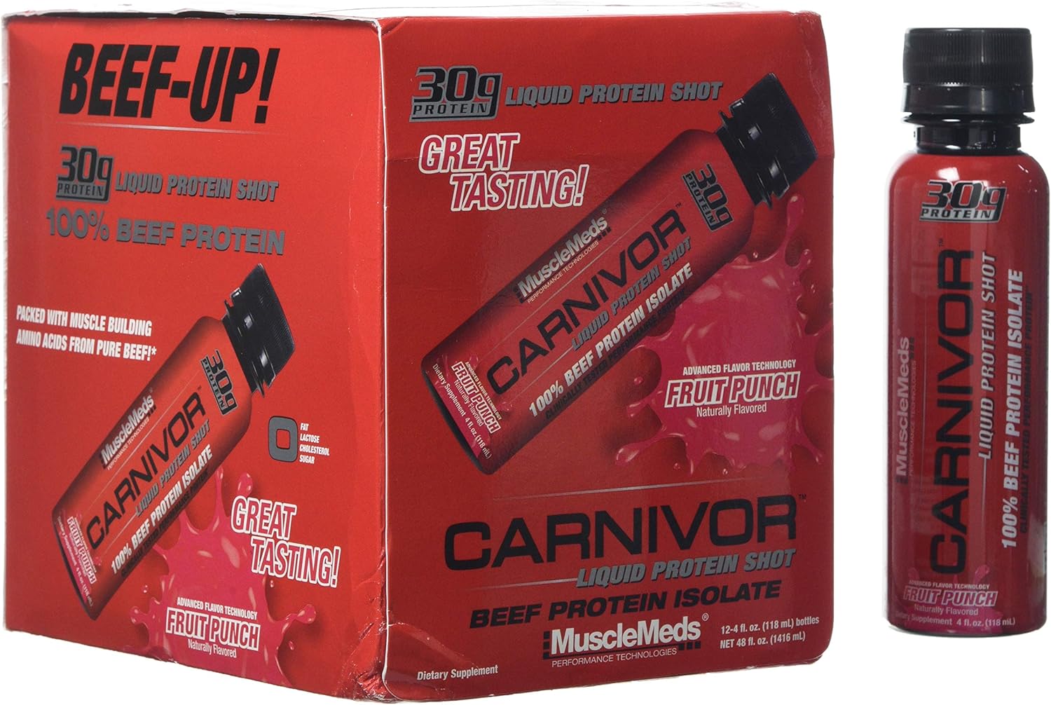 MUSCLEMEDS Carnivor 30g Liquid Protein Shot Fruit Punch, 4 oz – BigaMart