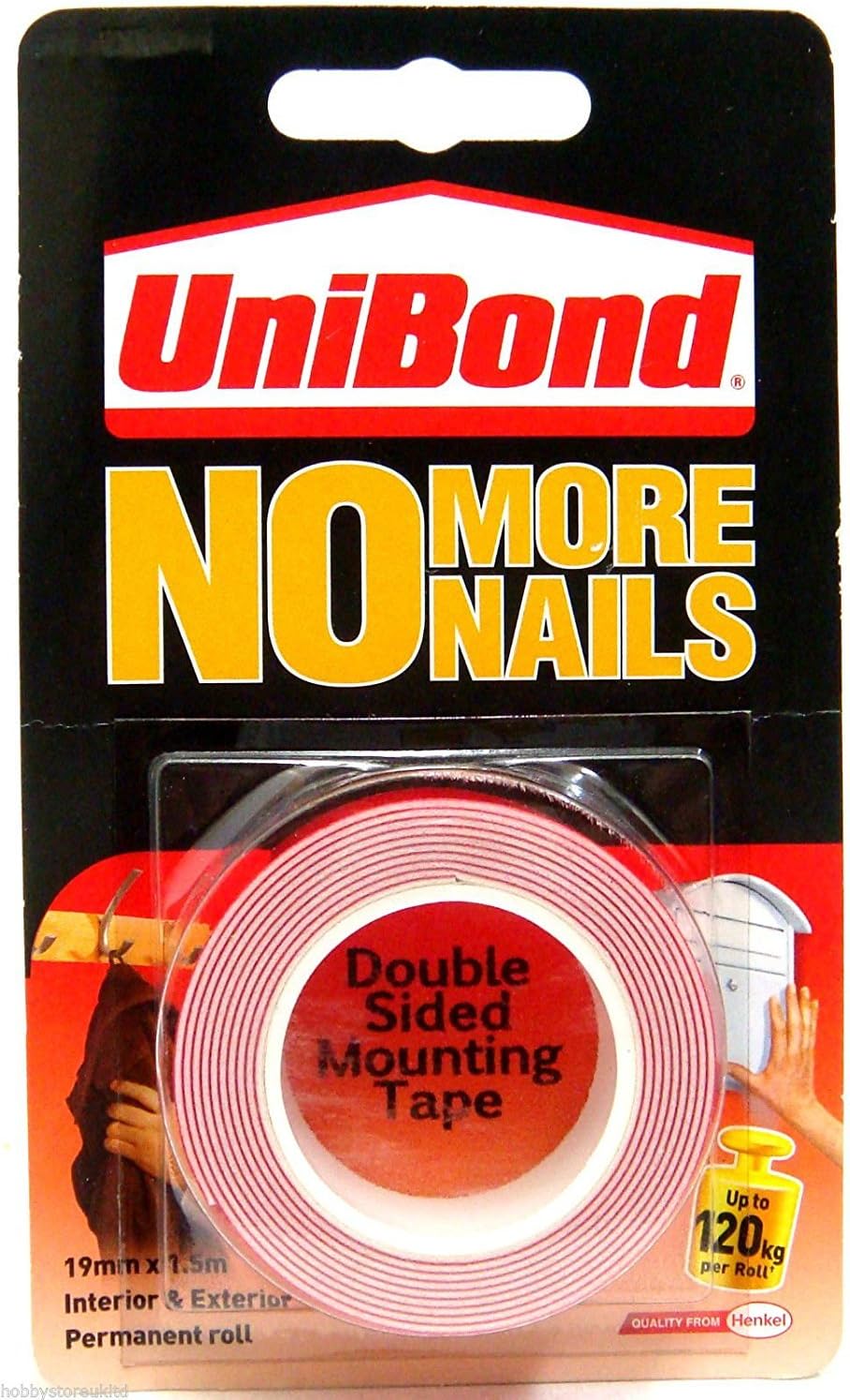 Unibond No More Nails Double Sided Tape Uni Bond Mounting Tape 19mm x 1 ...