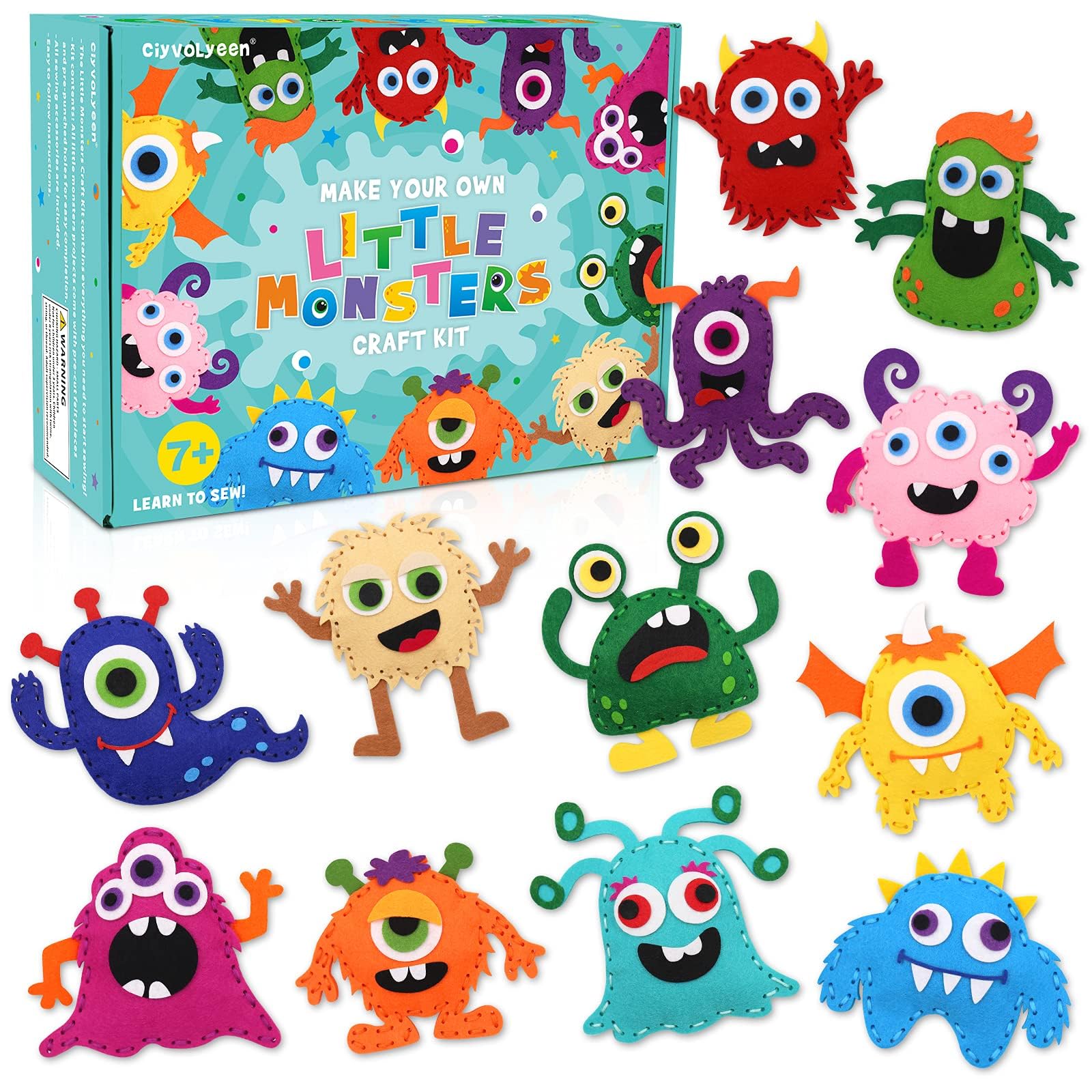 CiyvoLyeen Little Monsters Craft Kit Adopt A Monster Felt Plush DIY ...