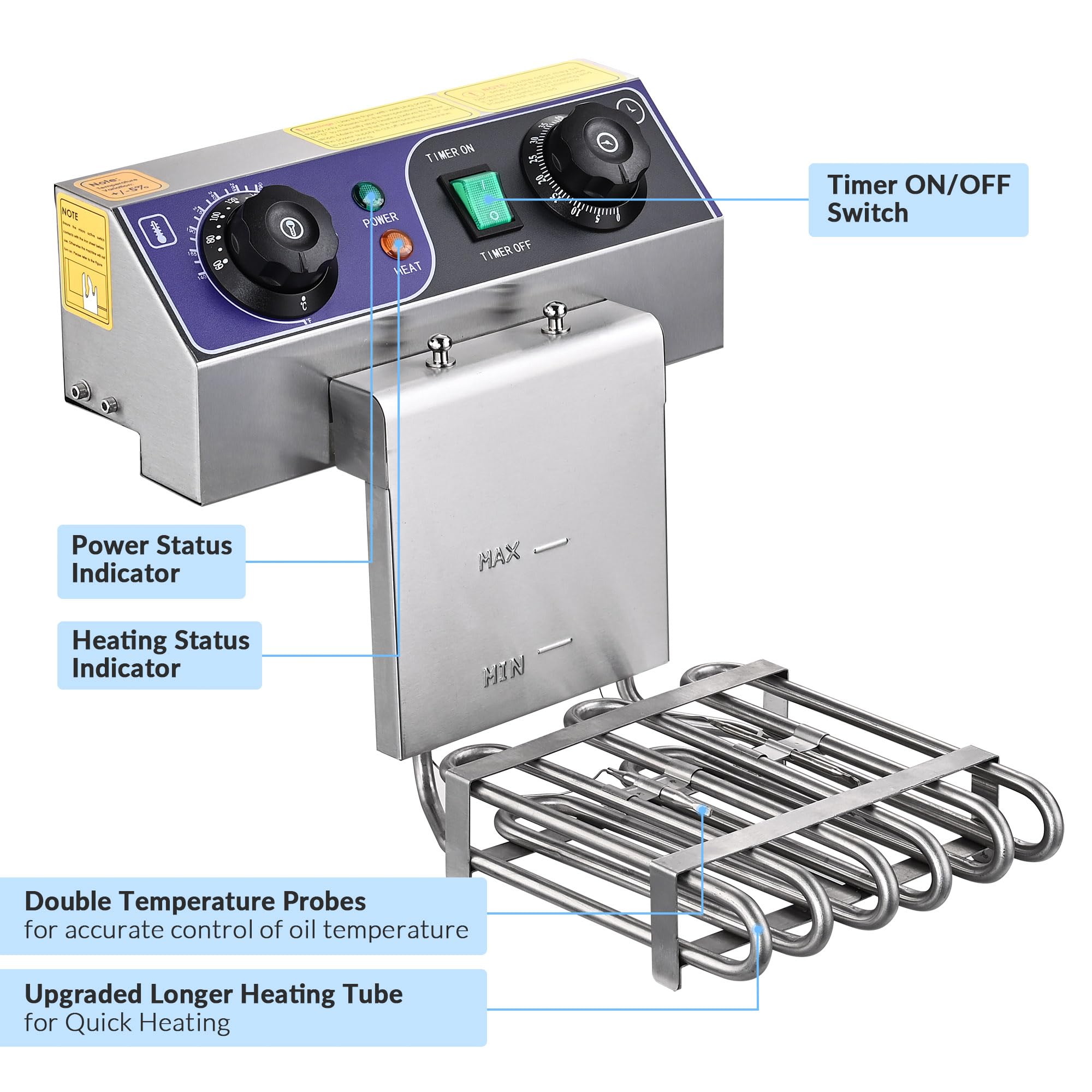 WeChef 23.4L Commercial Electric Deep Fryer Countertop Stainless Steel ...