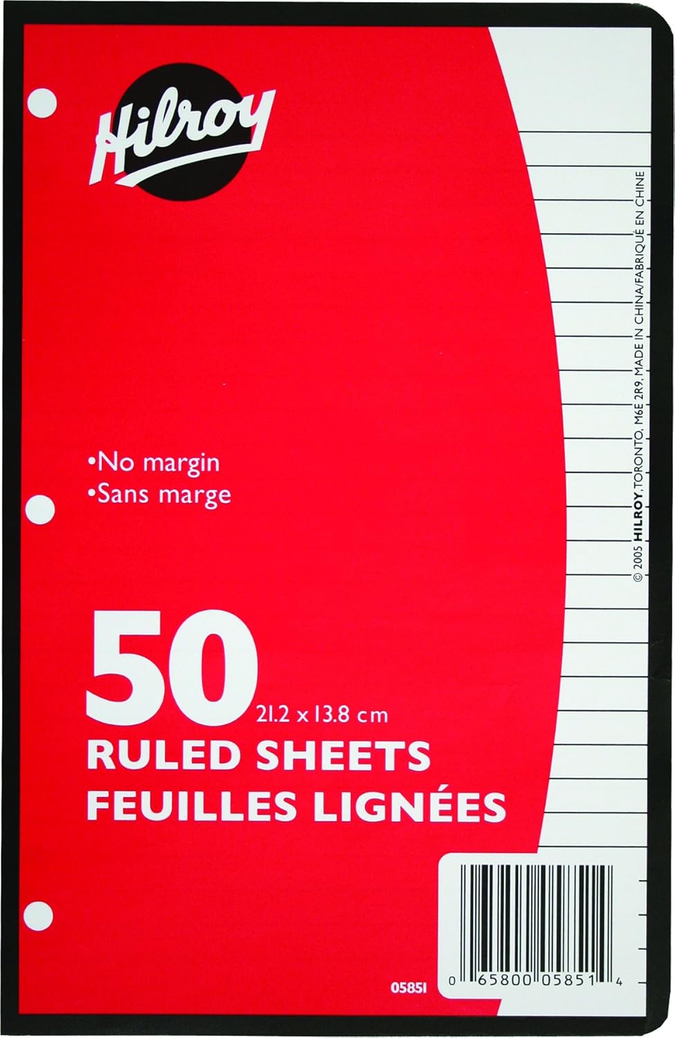 Hilroy Refill Paper, College Ruled, 3-Hole Punched, 8-3/8 X 5-7/16-Inch ...