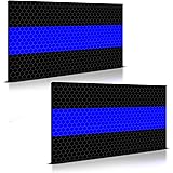 Amazon.com: 2PC Reflective Thin Blue Line Car Magnets - 5x3 Inches ...