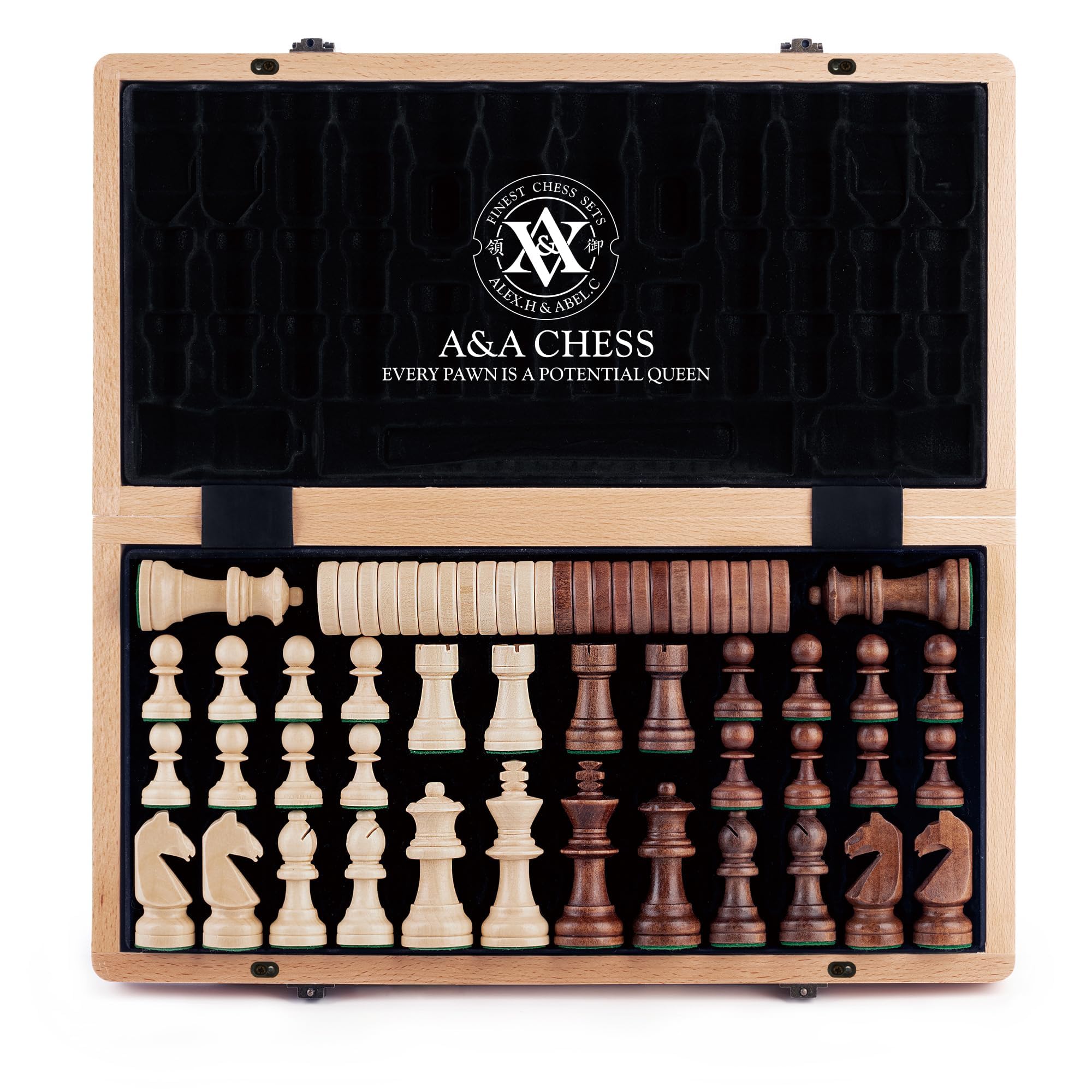 Mua A&A 15 inch Wooden Folding Chess & Checkers Set w/ 3 Inch King ...