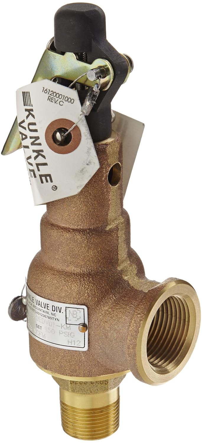 Kunkle 6010EDV01-KM0150 Bronze ASME Safety Relief Valve for Air/Gas, Viton Soft Seat, 150 Preset ...