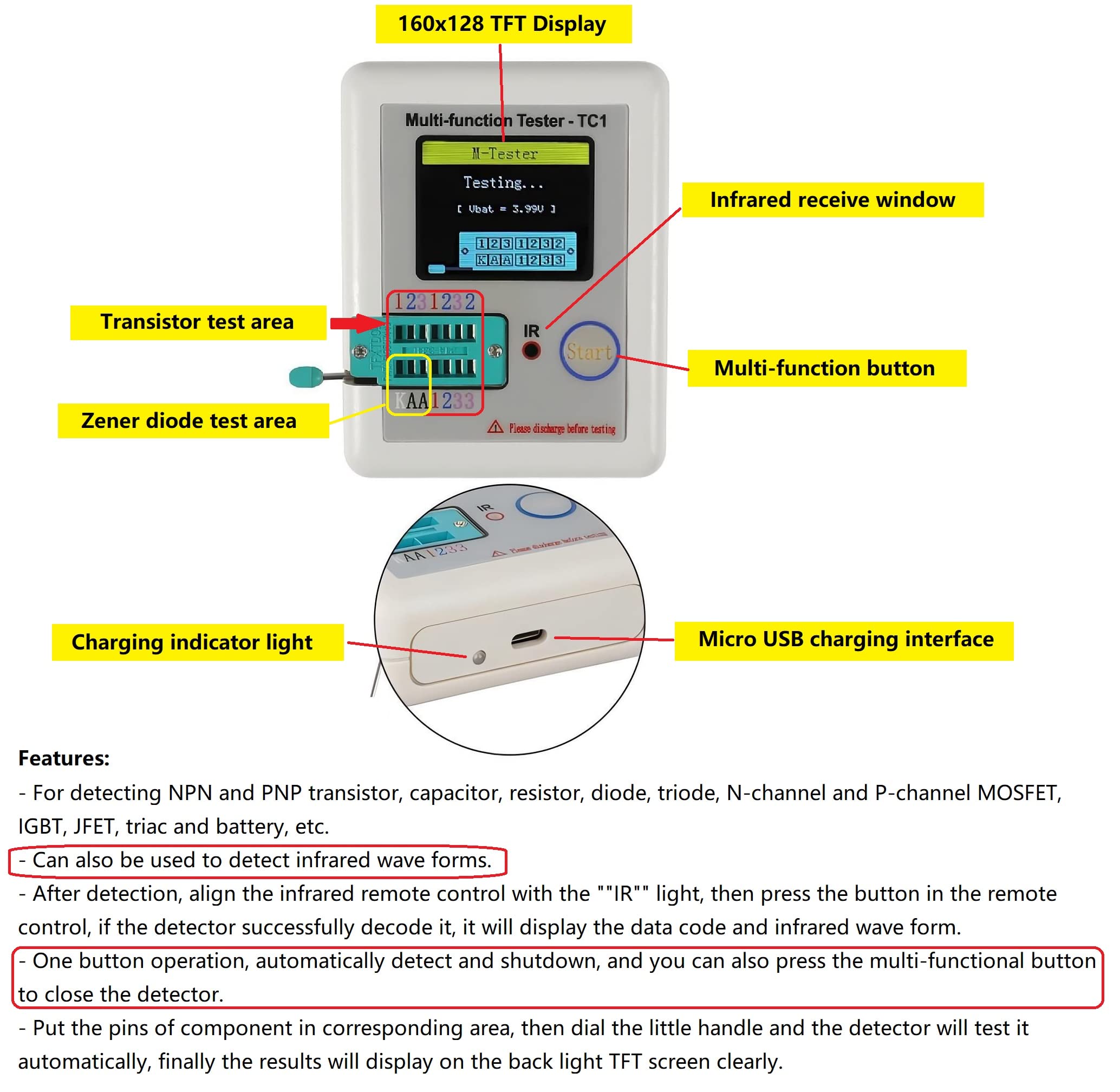 Mua LCR-TC1 Transistor Tester 1.8" Full Color Electronic Component ...