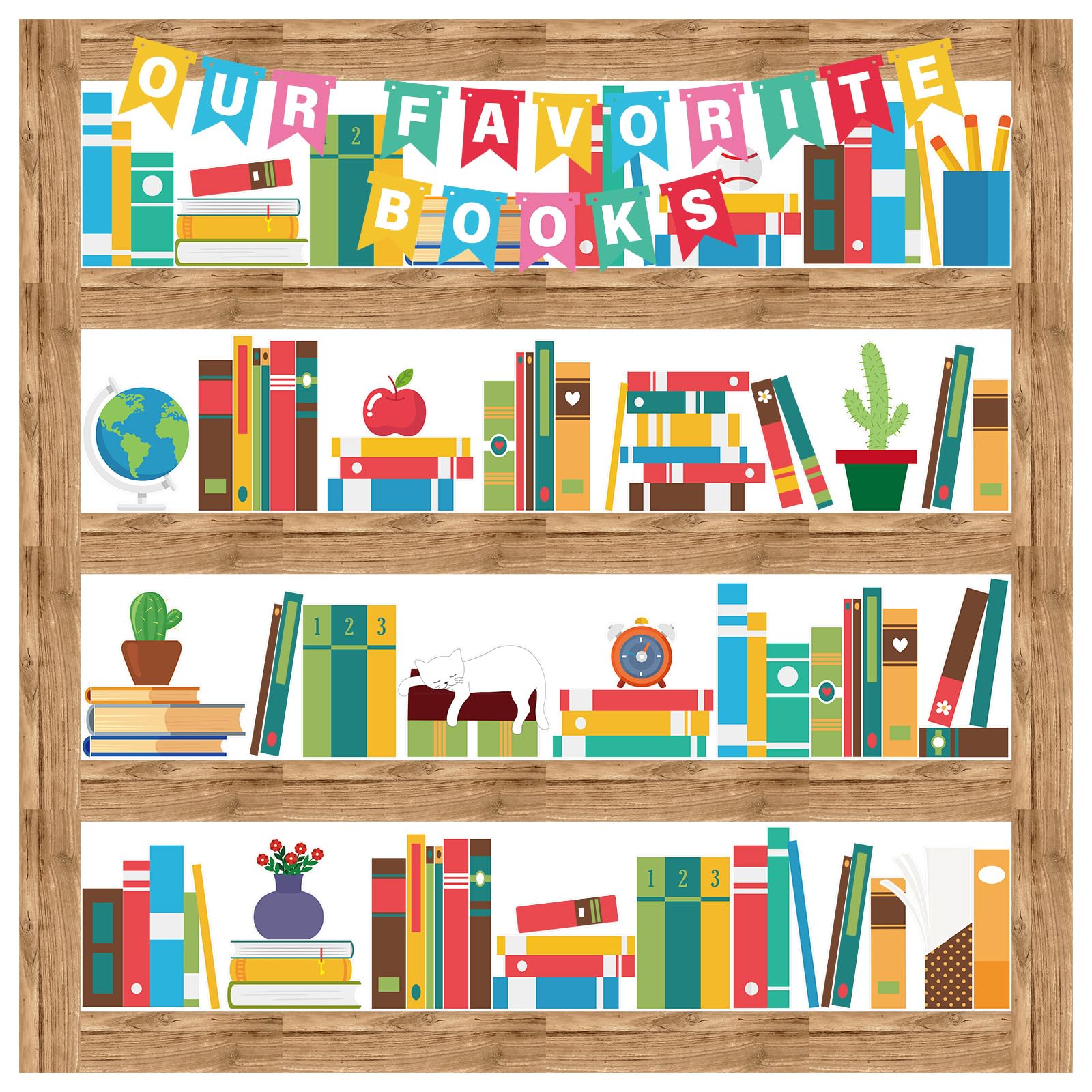 Mooliwe 87 Pcs Reading Bookshelf Bulletin Board Set Our Favorite Books ...