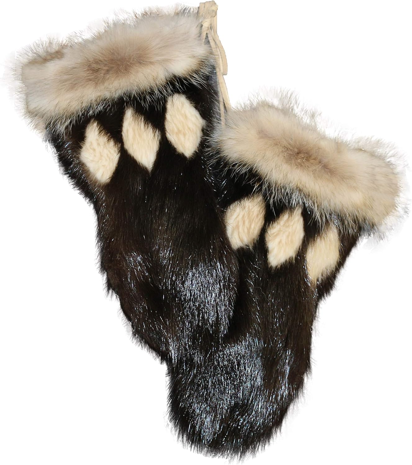 Glacier Wear Alaska Musher Mittens - Natural Black Beaver & Badger Fur ...
