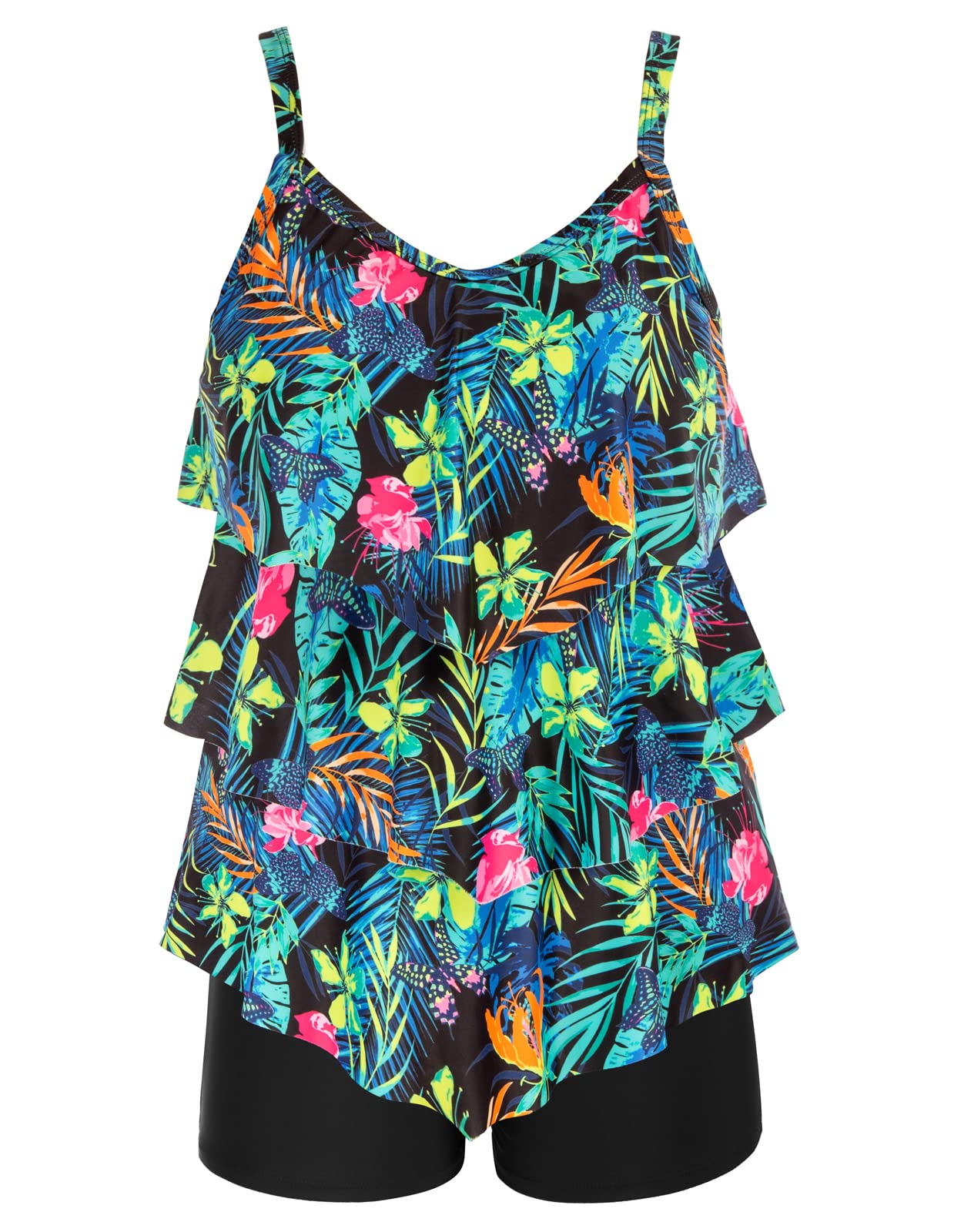 Hanna Nikole Plus Size Two Piece Swimsuit for Women Tankini Tops with ...