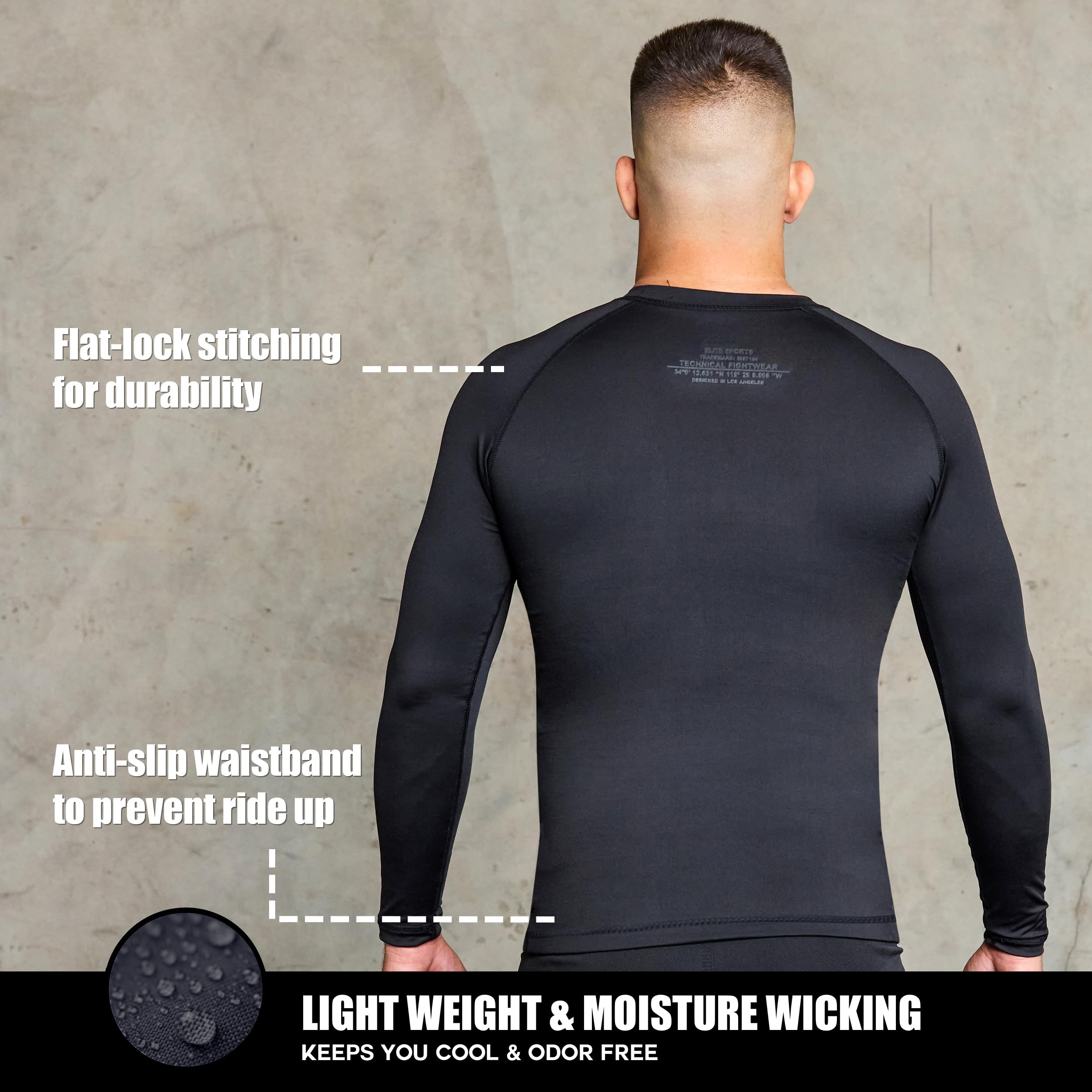 Mua Elite Sports Men's Jiu Jitsu BJJ Rash Guard, Long Full Sleeve Compression Shirt for Sports ...