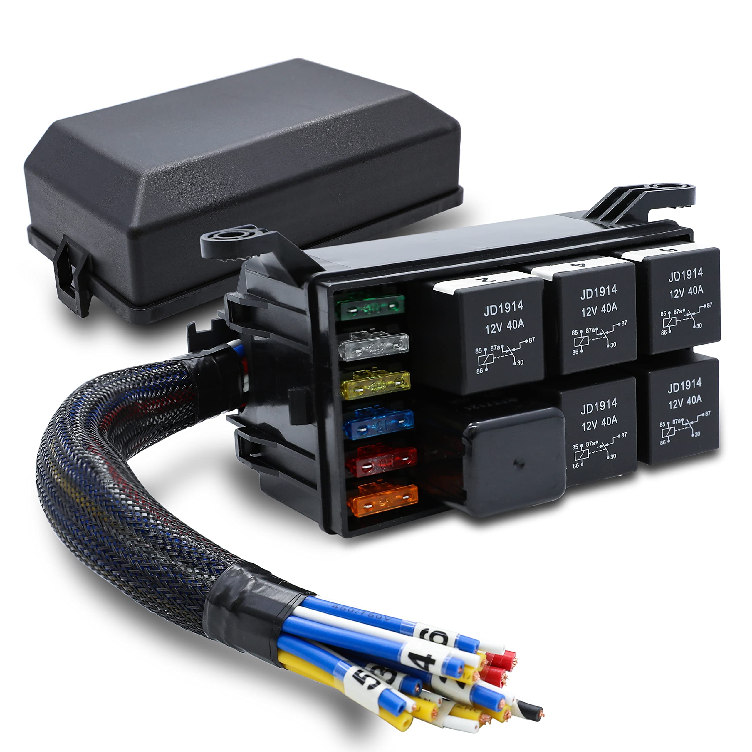 WYPabiqis 12V Automotive Fuse And Relay Box, with Pre-Wires, Fuse Relay ...