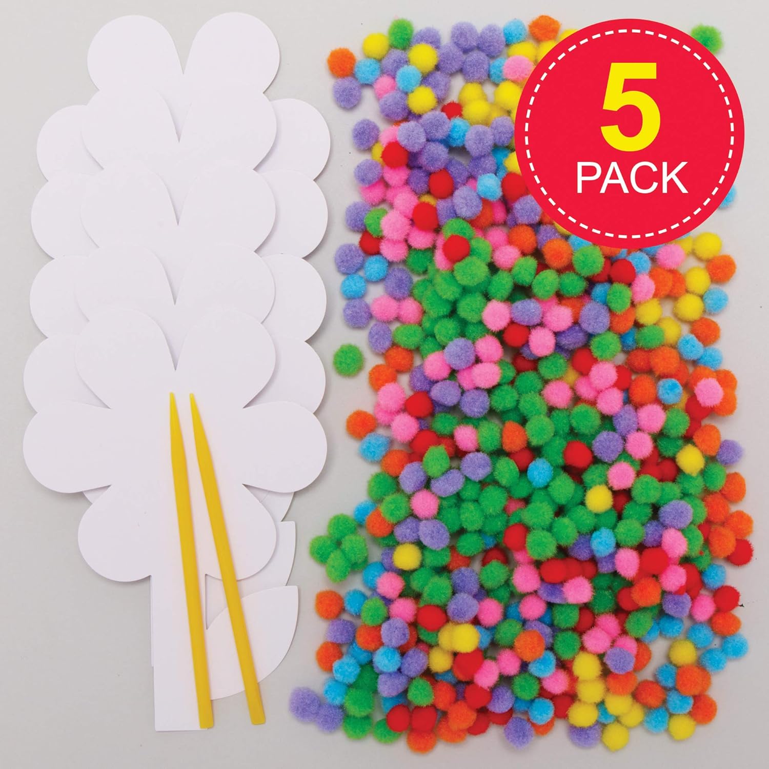 Baker Ross AX880 Flower Pom Pom Kits – Pack of 5, Creative Art and ...