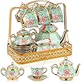 Amazon.com | Suttmin 22 Pcs Fancy Porcelain Tea Sets Adult Coffee Tea ...