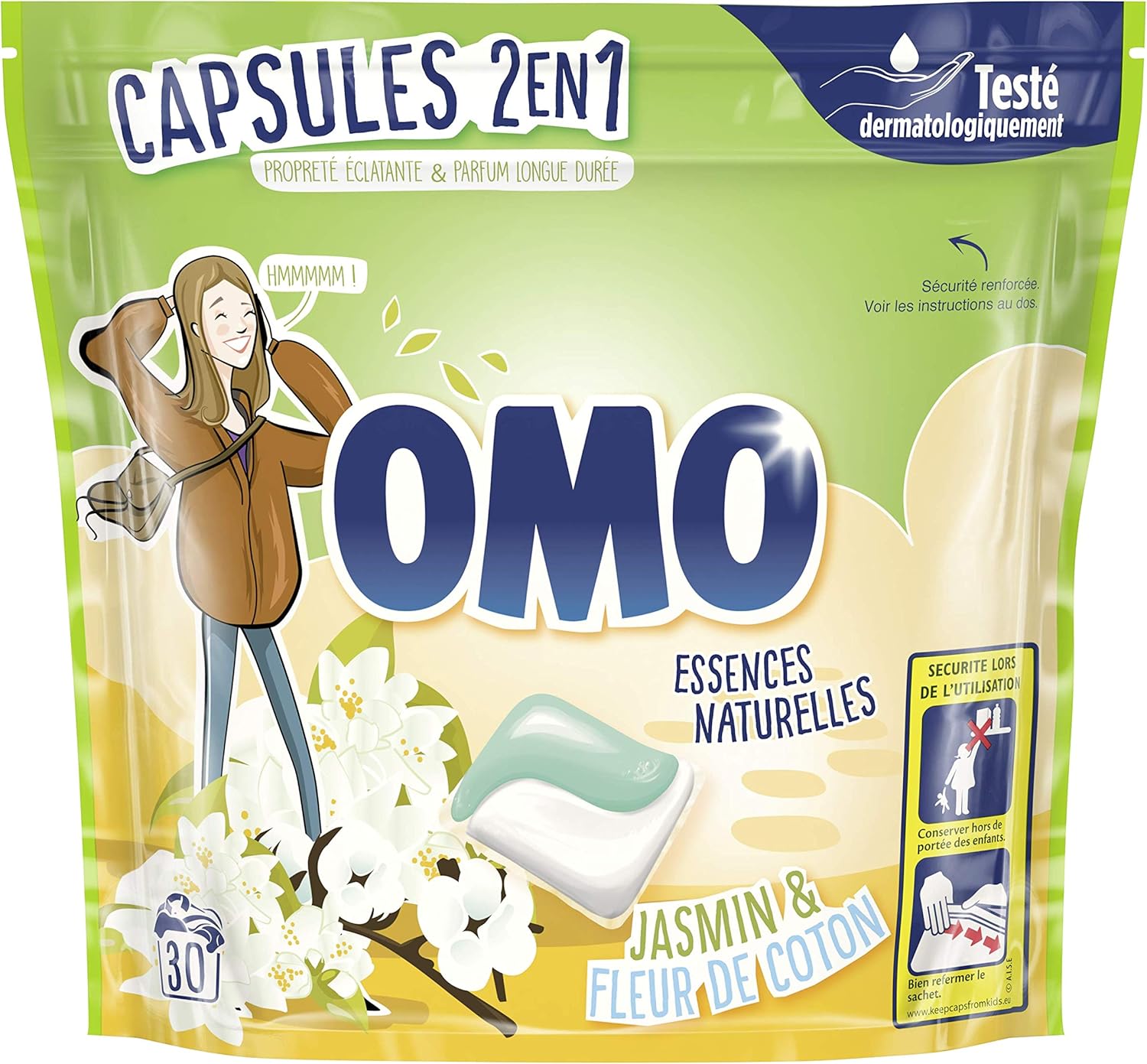 Omo Laundry Detergent 2 in 1 Capsules Jasmine and Cotton Flower 90 ...