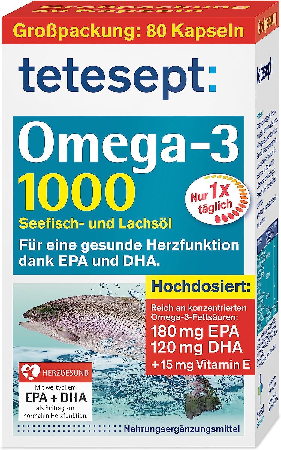 Mua Tetesept Omega-3 1000 - Sea Fish and Salmon Oil Capsules - High ...