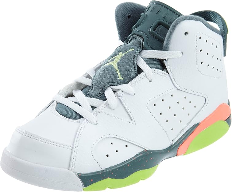 Amazon.com | Nike Jordan Kids Jordan 6 Retro BP White/Ghst Green/Hst ...
