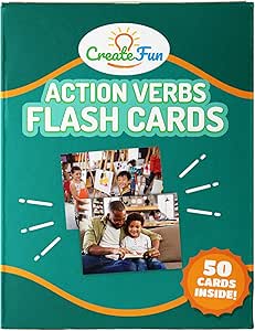 Action Verbs Flash Cards - 50 Vocabulary Builder Educational Photo ...